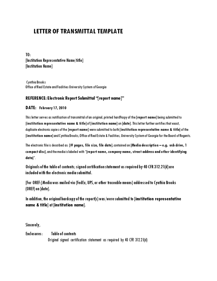 Letter of Transmittal Example - download free documents for PDF, Word ...