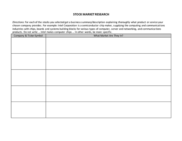 Stock market portfolio worksheet in Word and Pdf formats - page 2 of 2