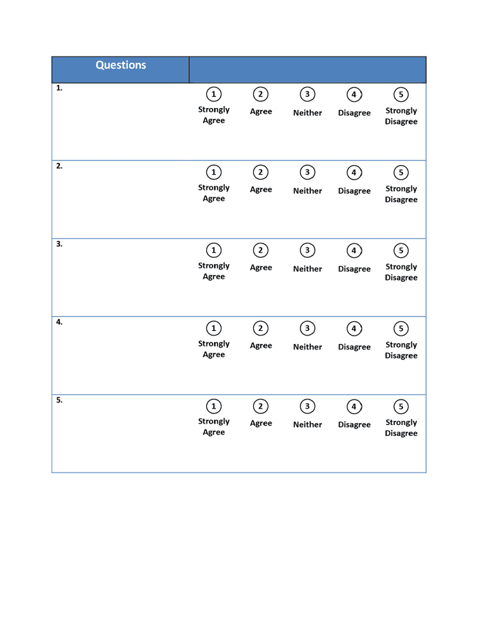 Likert scale template in Word and Pdf formats