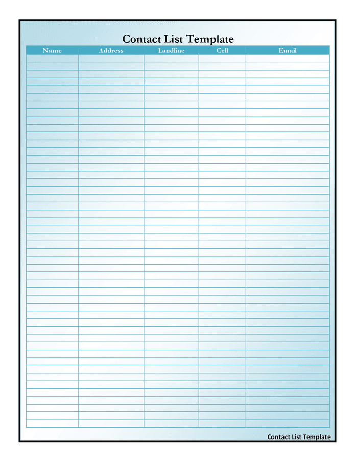 Customer List - download free documents for PDF, Word and Excel