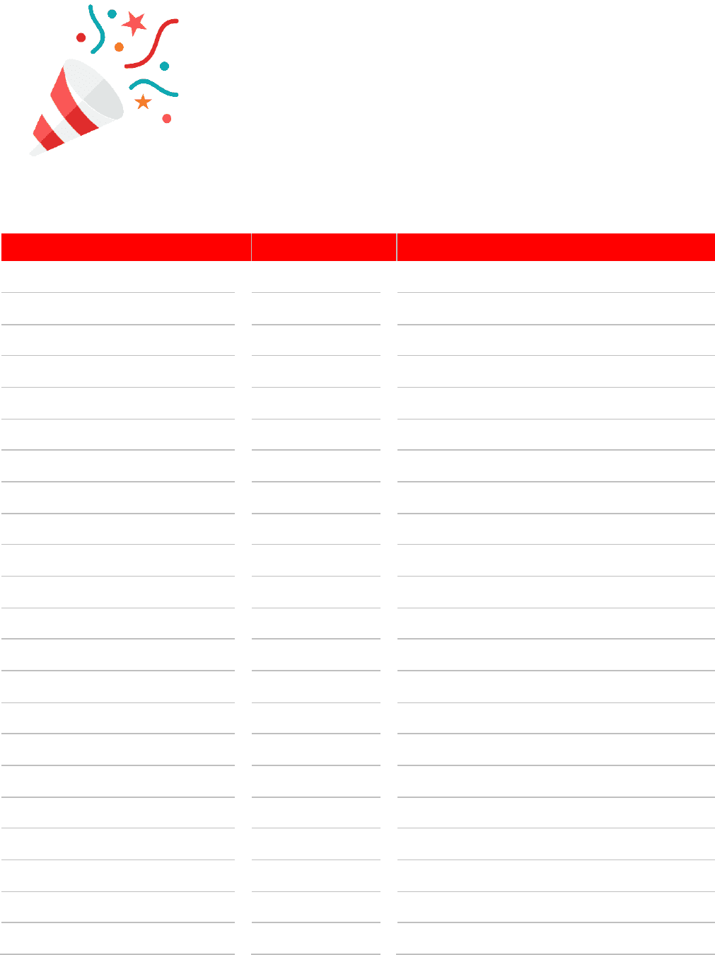 Event sign up sheet in Word and Pdf formats