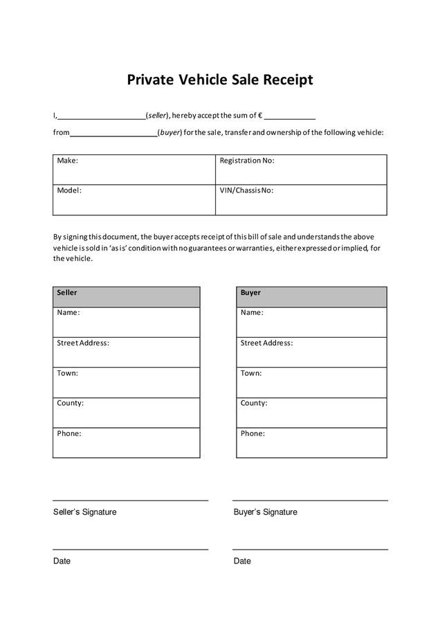 Private Vehicle Sale Receipt In Word And Pdf Formats Private Vehicle Sale Receipt In Word And Pdf Formats