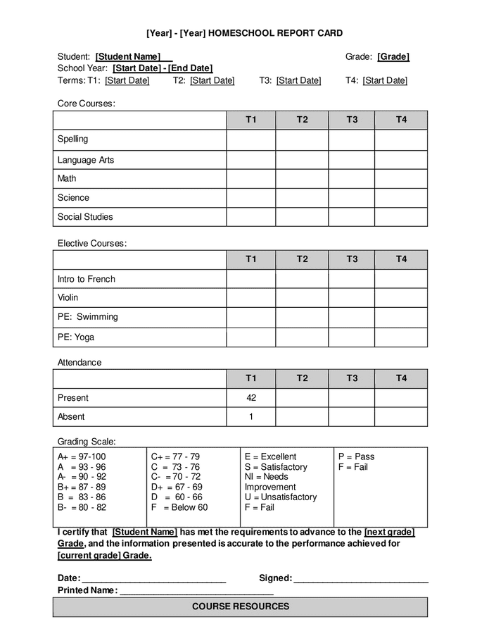 Report Card Template - download free documents for PDF, Word and Excel