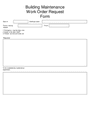 Building maintenance work order request form in Word and Pdf formats