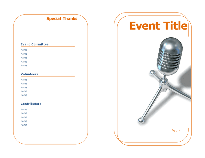 Event program template in Word and Pdf formats
