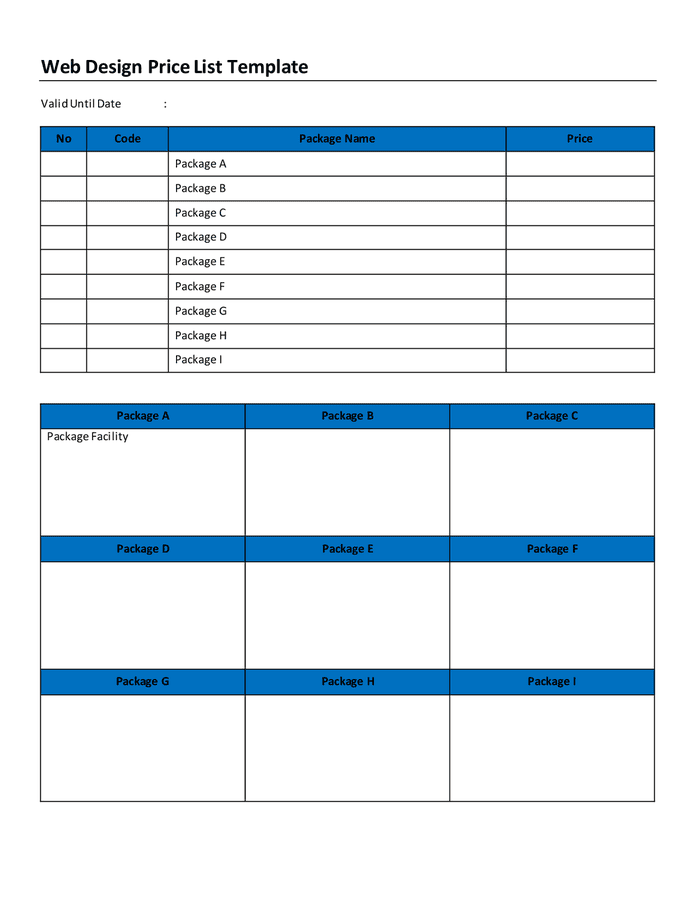 Price List - download free documents for PDF, Word and Excel