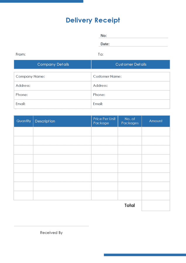 Delivery receipt in Word and Pdf formats