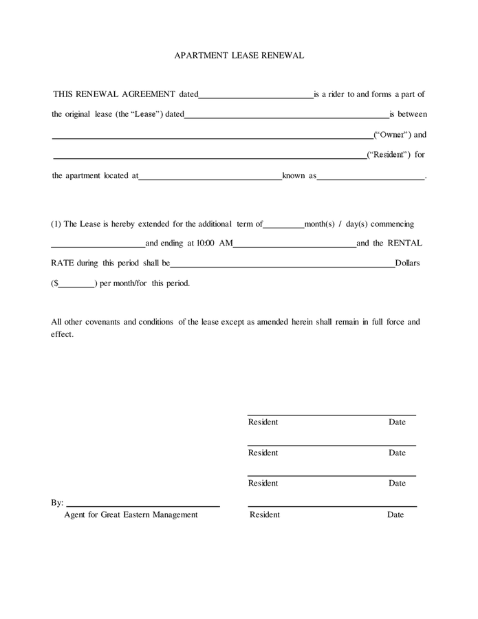 Apartment Lease Agreement - download free documents for PDF, Word and Excel