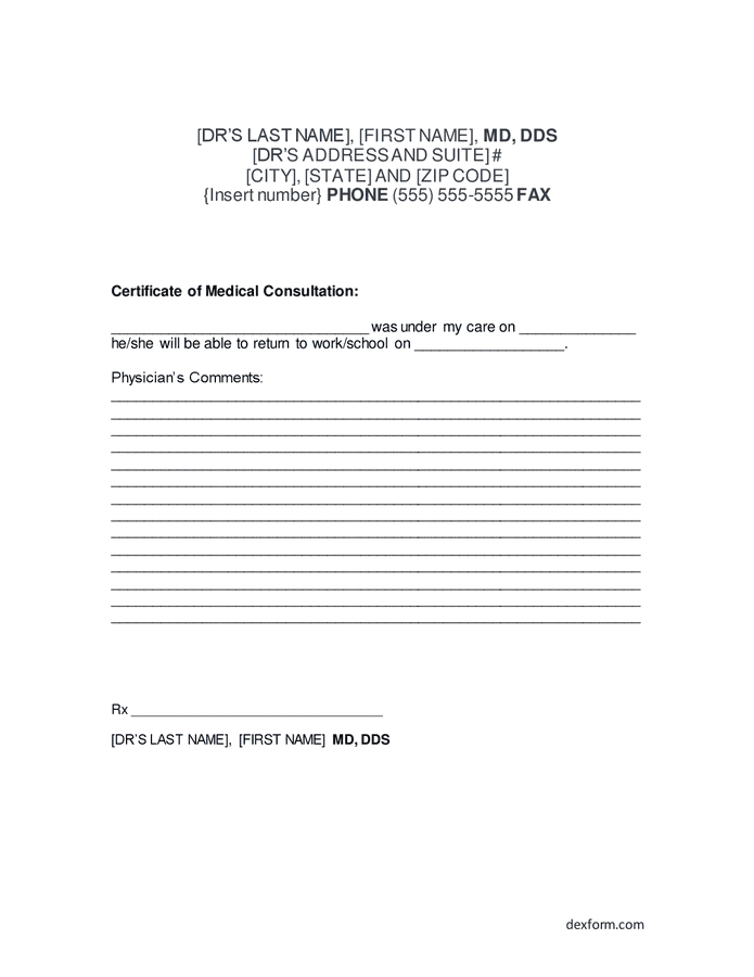 Doctor note template in Word and Pdf formats
