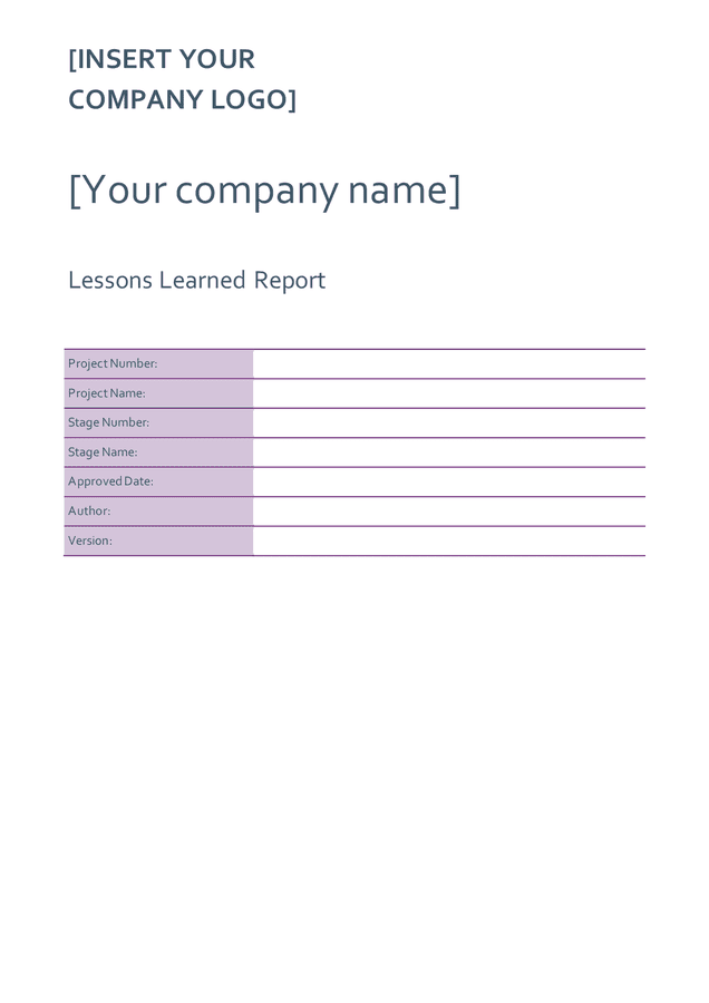 Lessons learned report in Word and Pdf formats