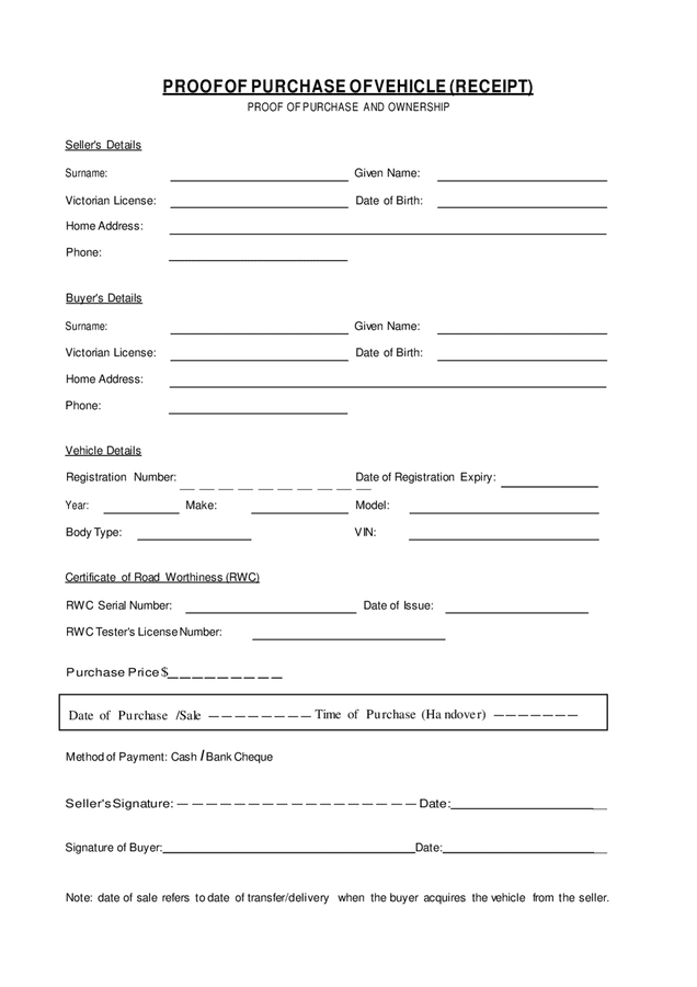 Vehicle Purchase Agreement - download free documents for PDF, Word and ...