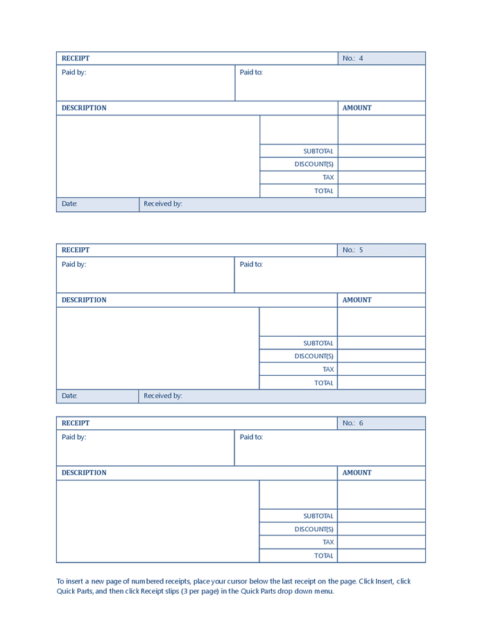Purchase receipt in Word and Pdf formats - page 2 of 3
