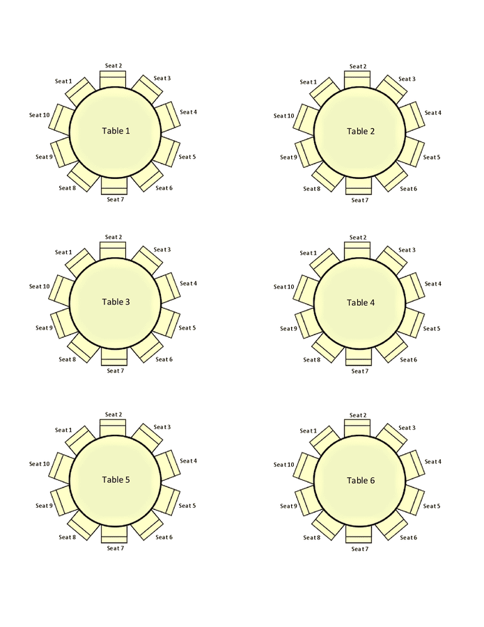Room seating chart in Word and Pdf formats