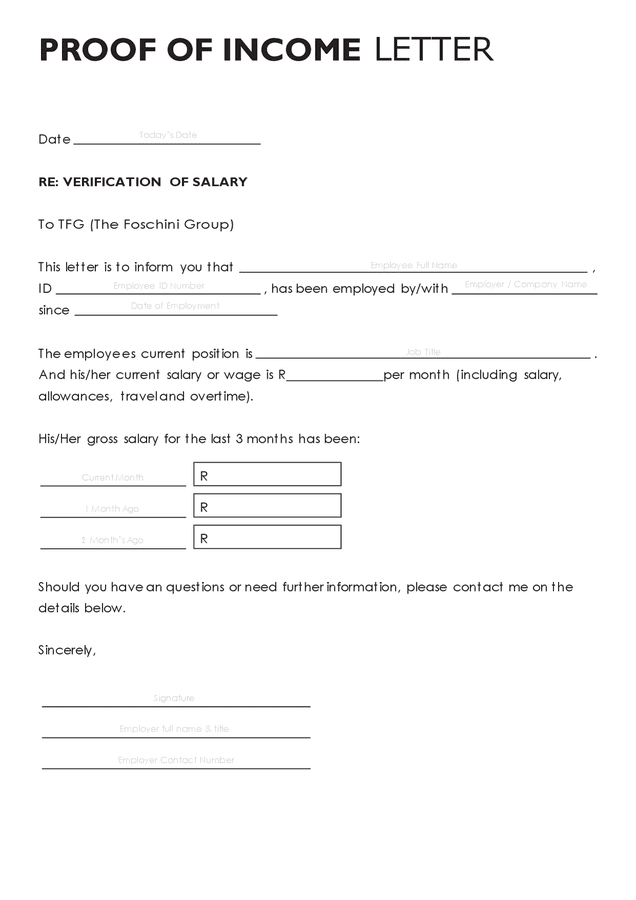 Proof of Income Letter Template - download free documents for PDF, Word ...