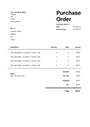 Simple purchase order template in Word and Pdf formats