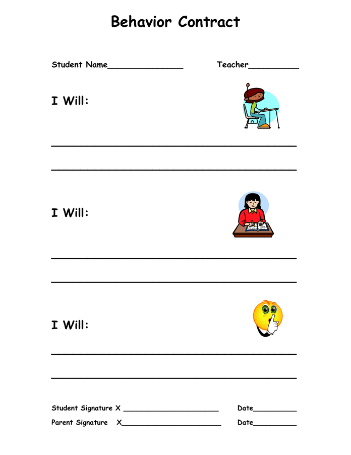 Behavior Contract Template - download free documents for PDF, Word and ...