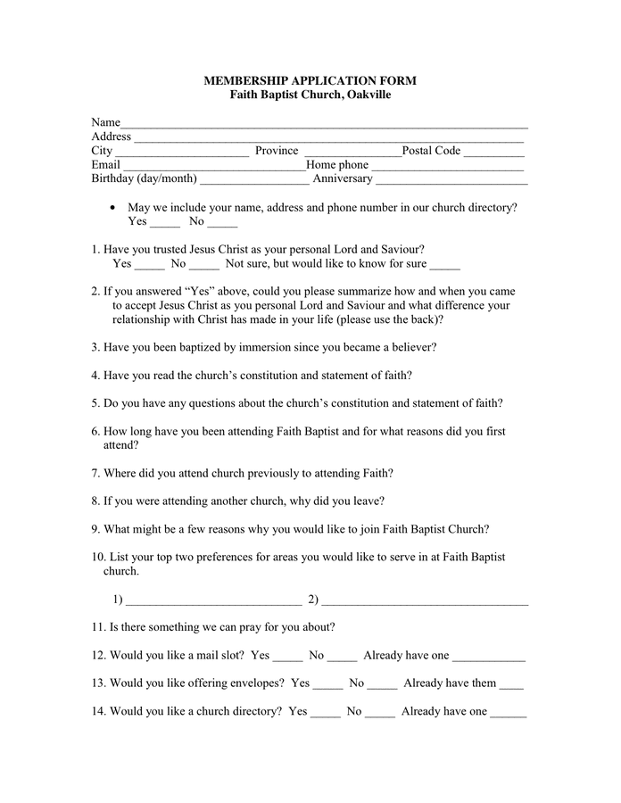 Membership application form - download free documents for PDF, Word and ...