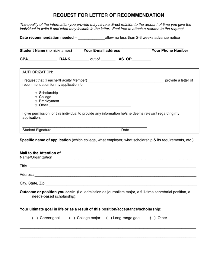 Letter of Recommendation Template - download free documents for PDF ...
