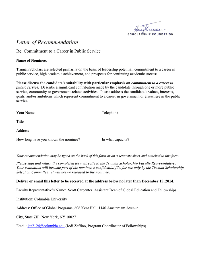 Letter of Recommendation in Word and Pdf formats - page 2 of 3