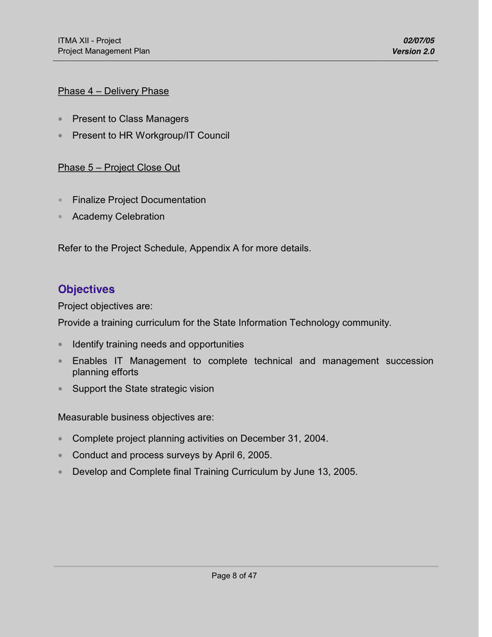 Project Management Plan in Word and Pdf formats - page 8 of 47
