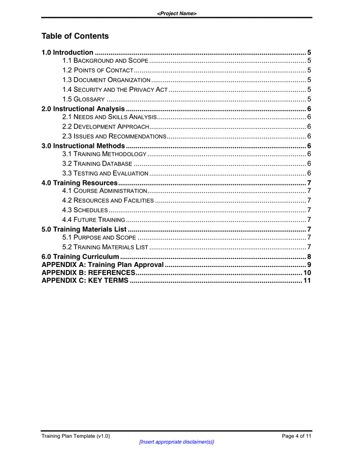 Training Plan Template in Word and Pdf formats - page 4 of 11