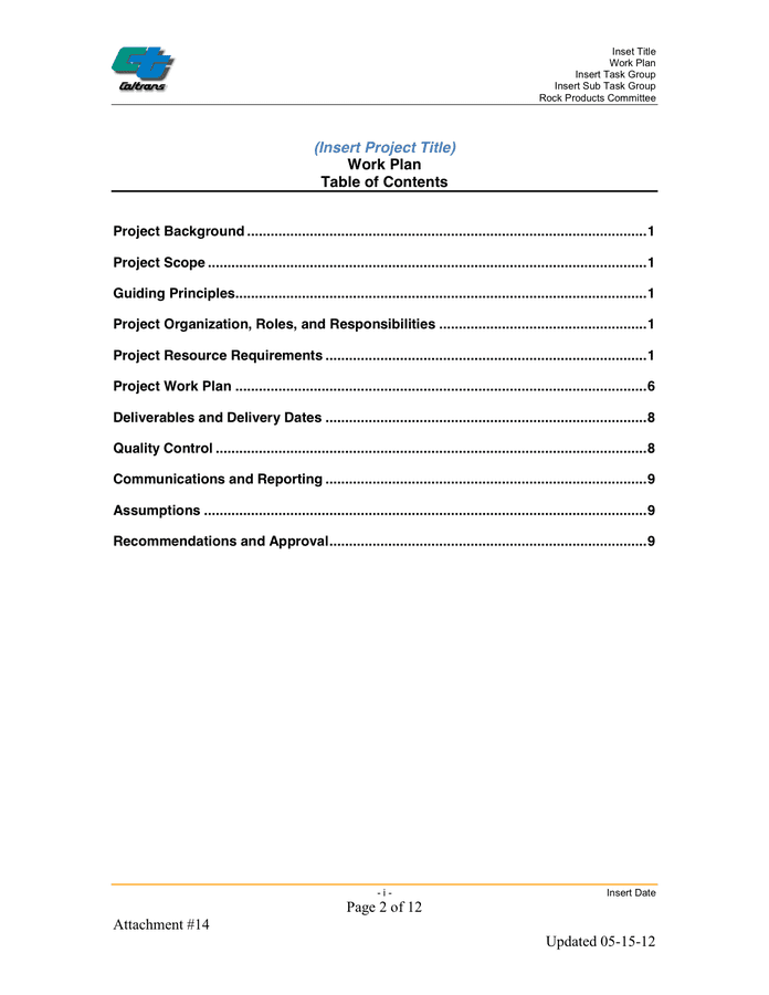 Project Management Plan in Word and Pdf formats - page 2 of 12