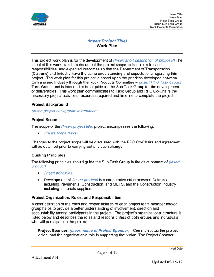 Project Management Plan in Word and Pdf formats - page 3 of 12