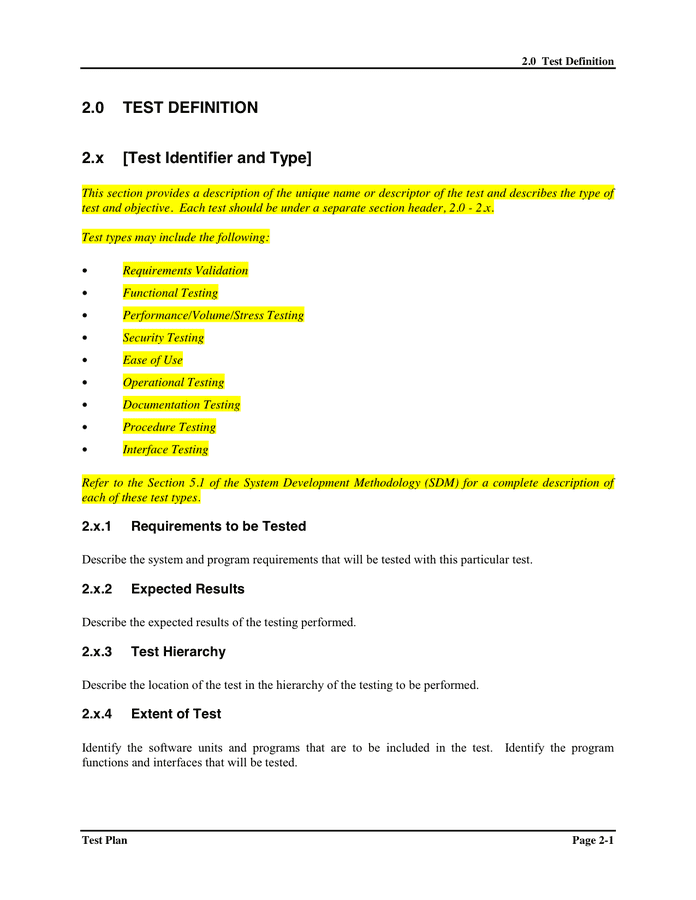 Test Plan Template In Word And Pdf Formats Page 10 Of 16