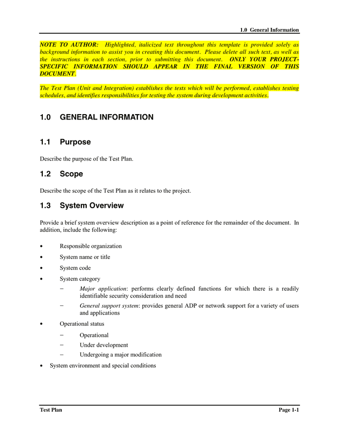 Test Plan Template in Word and Pdf formats - page 7 of 16