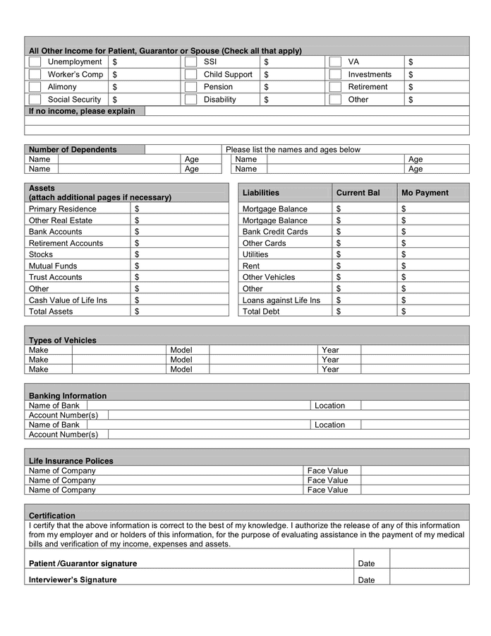 financial statement form in Word and Pdf formats - page 2 of 2