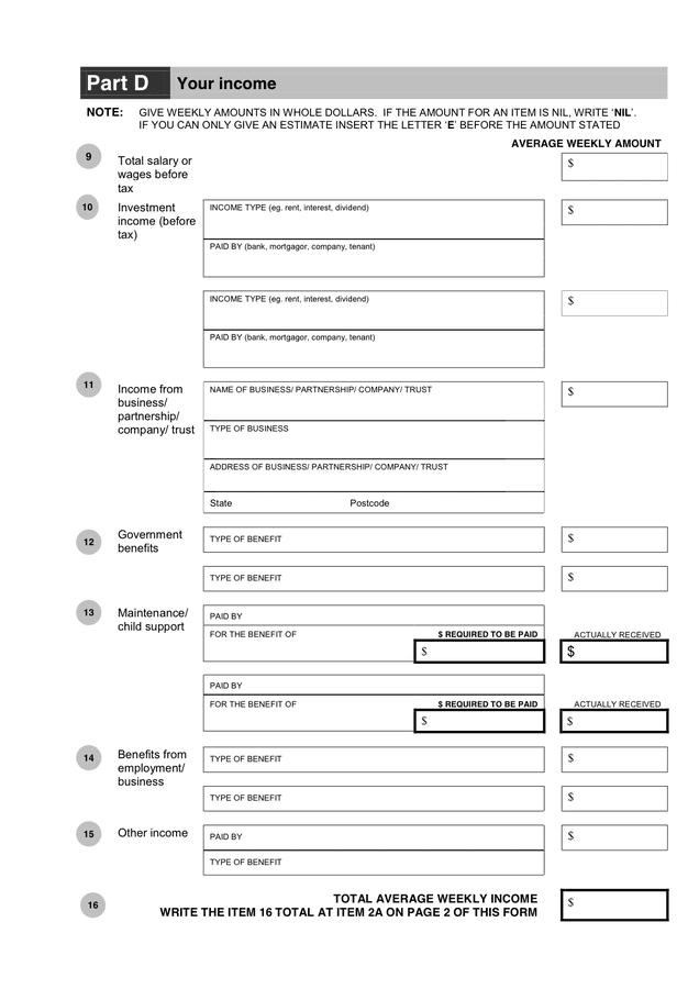 Financial Statement form in Word and Pdf formats - page 3 of 10