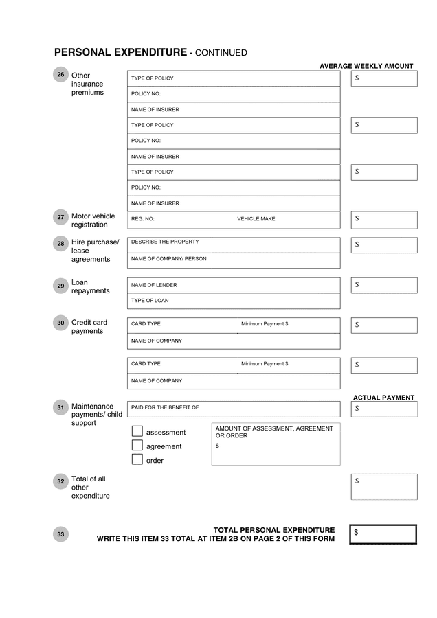 Financial Statement form in Word and Pdf formats - page 5 of 10