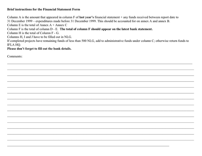 Financial Statement form in Word and Pdf formats - page 2 of 2