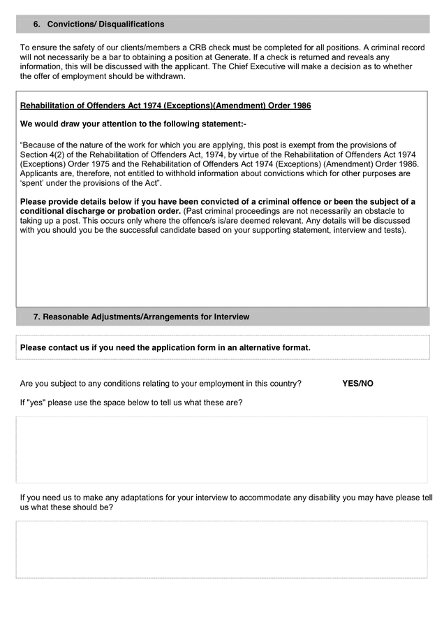 Job Application Form Template in Word and Pdf formats - page 6 of 8