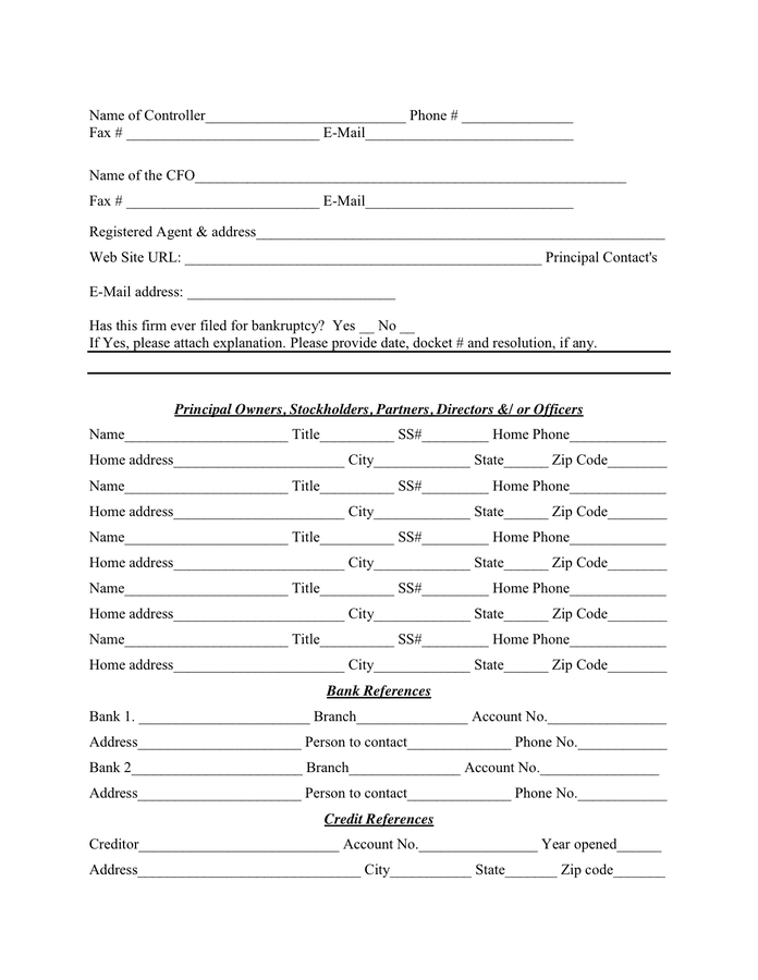 Credit Application DOC Form in Word and Pdf formats - page 2 of 10