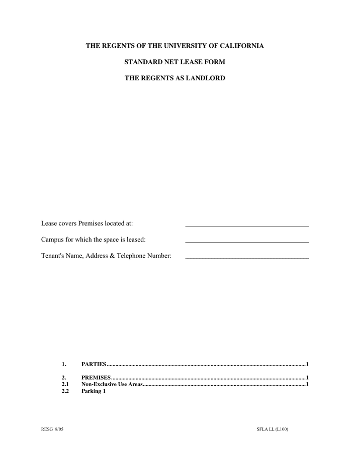 Lease Agreement in Word and Pdf formats