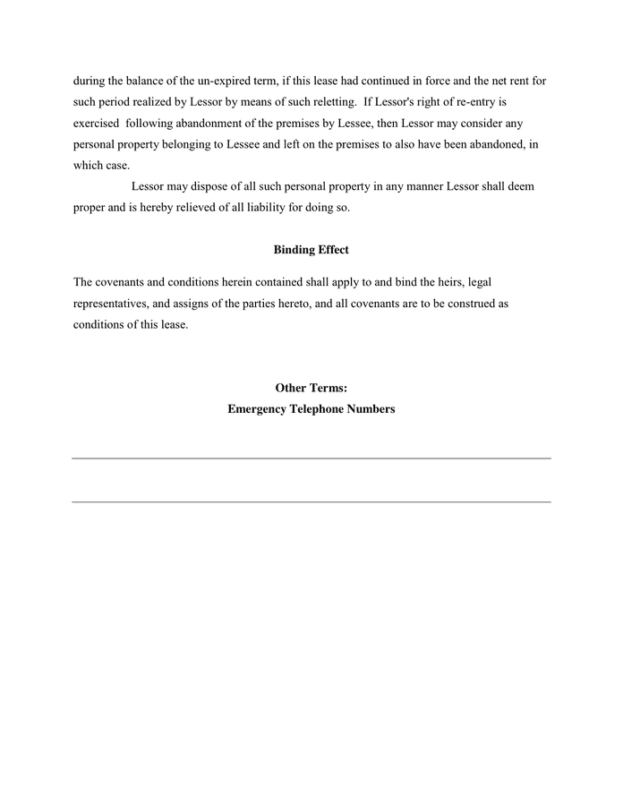 Form A310 RESIDENTIAL LEASE in Word and Pdf formats - page 6 of 7