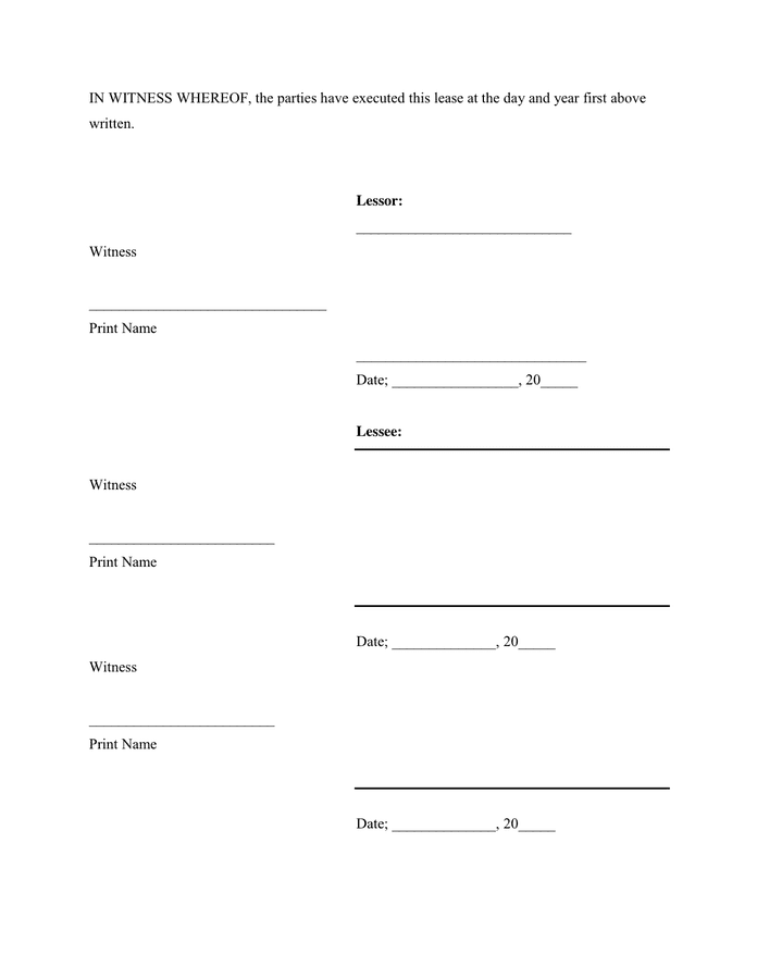 Form A310 RESIDENTIAL LEASE in Word and Pdf formats - page 7 of 7