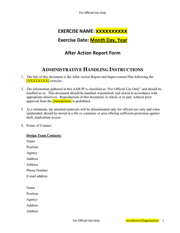 After Action Report Form In Word And Pdf Formats