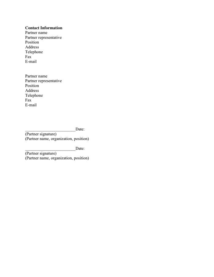 Memorandum of Understanding Template in Word and Pdf formats - page 2 of 2