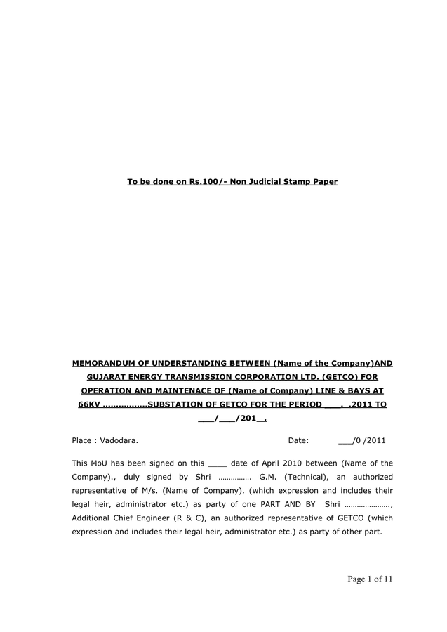 Memorandum of Understanding Template - download free documents for PDF ...