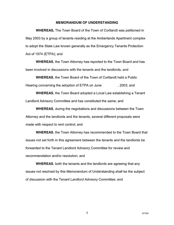 Memorandum of Understanding Template - download free documents for PDF ...