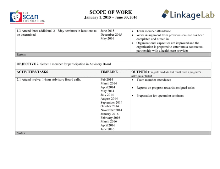 Scope of work template in Word and Pdf formats - page 2 of 9
