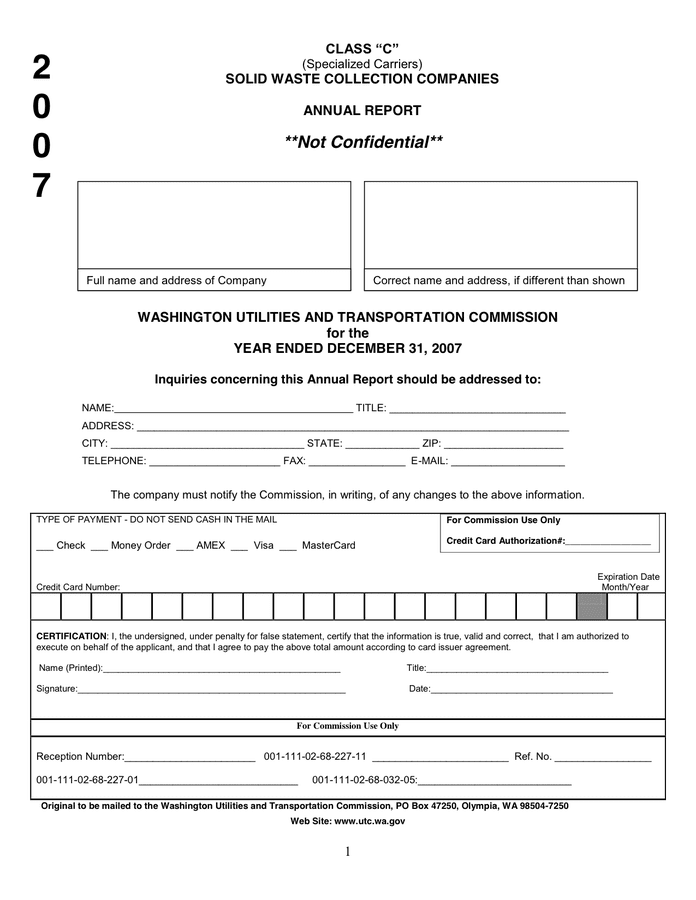 Class c annual report in Word and Pdf formats