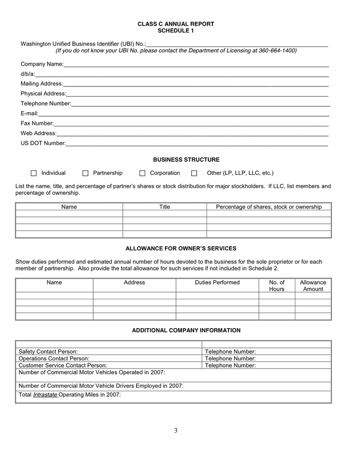 Class c annual report in Word and Pdf formats - page 3 of 5