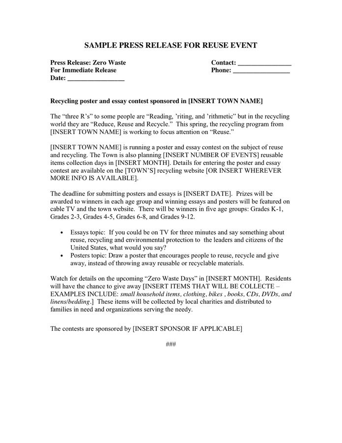 Press Release Template - download free documents for PDF, Word and Excel