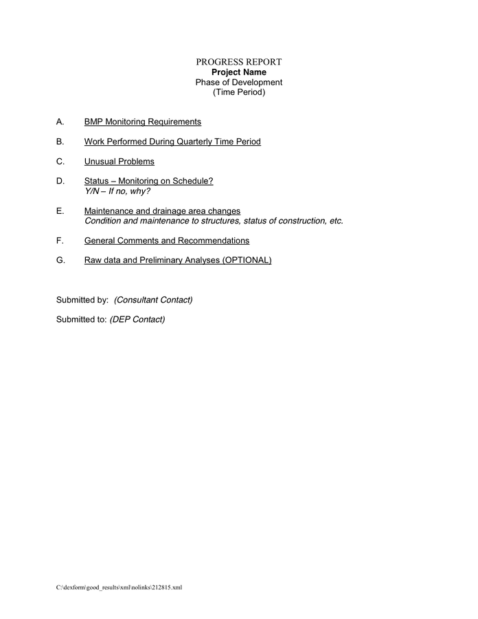 Progress Report Template - download free documents for PDF, Word and Excel