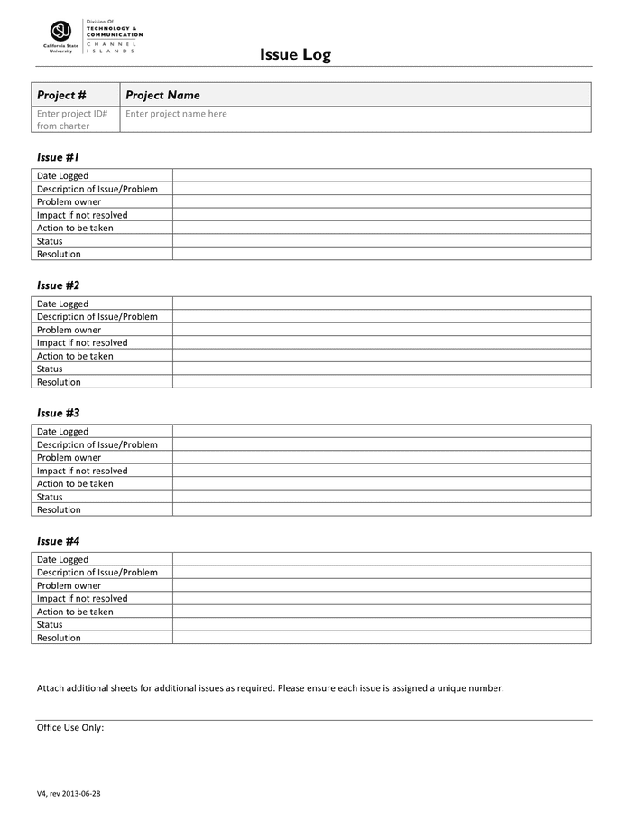 Issue Log Template Download Free Documents For PDF Word And Excel