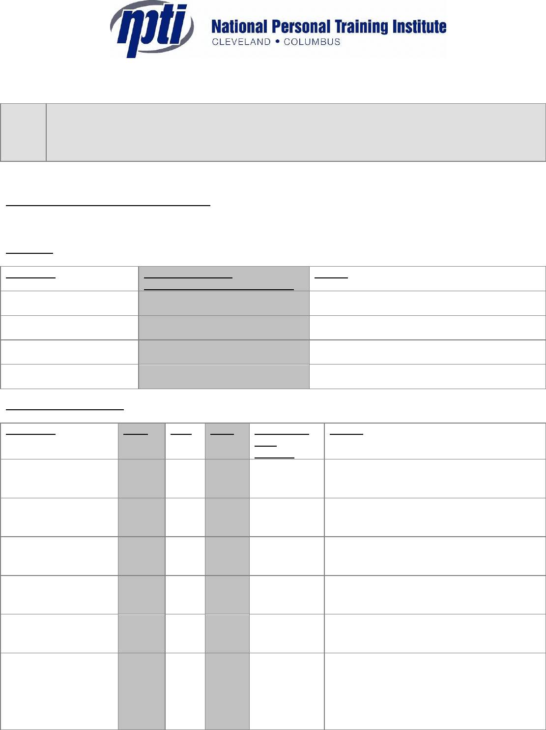 Workout & Exercise Log in Word and Pdf formats