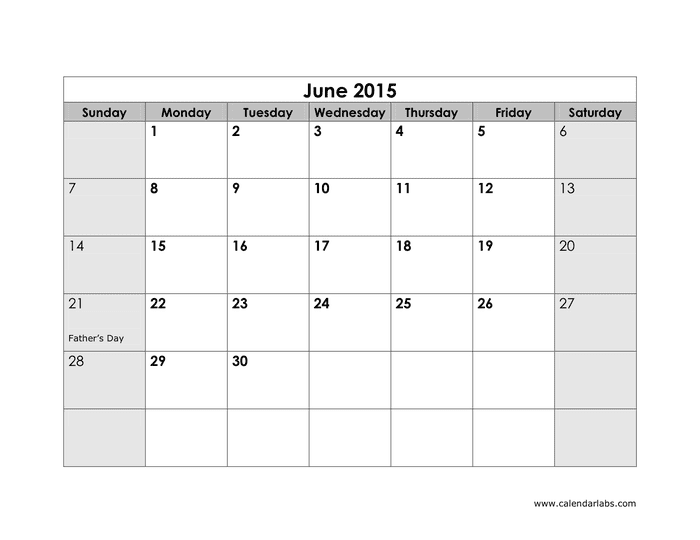 2015 Yearly Calendar in Word and Pdf formats - page 6 of 12